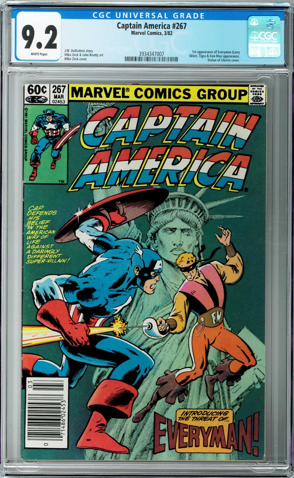 Captain America #267 CGC 9.2 (Mar 1982, Marvel) Mike Zeck, Tigra, 1st ...