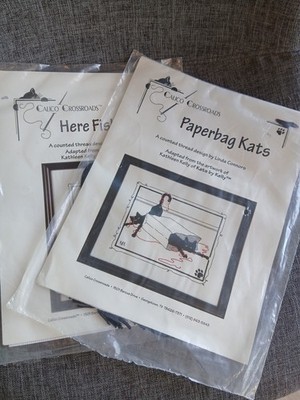 2 Calico Crosswords Counted Cross Stitch Kits Kitty Kats by Kelly | eBay