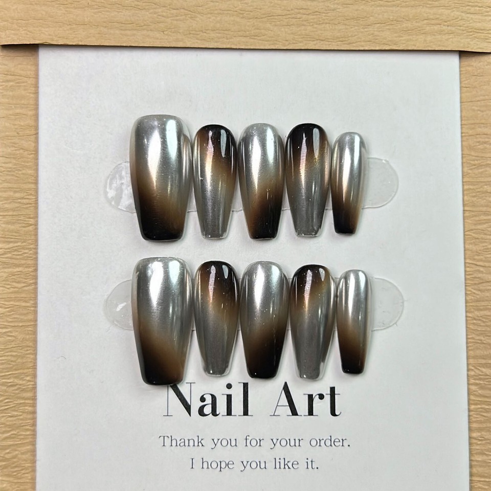 Handmade False Nail Mirror Powder Gradient Press on Nails for Nail Art ...