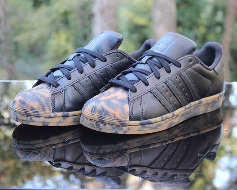 Adidas Superstar Tortoise Shell Kid's Size 5.5 Black Gum Custom S85984 ...