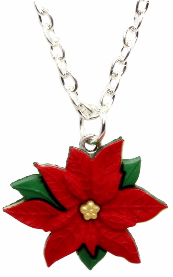 Bluebubble MERRY CHRISTMAS Poinsettia Necklace Kitsch Novelty Funky ...