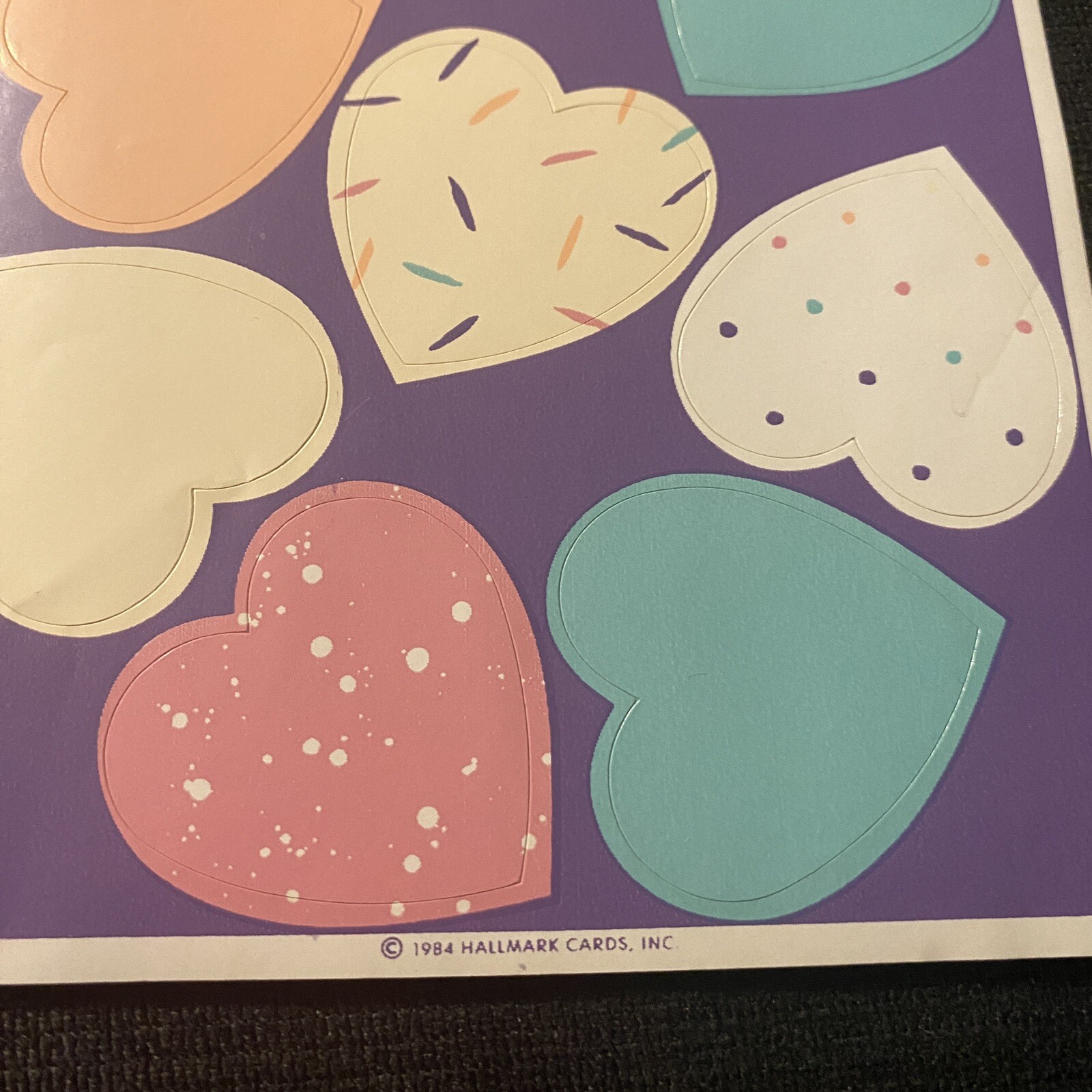 Vintage 1984 Hallmark Stickers 2 Loose Sheets Hearts Striped Polka Dot ...