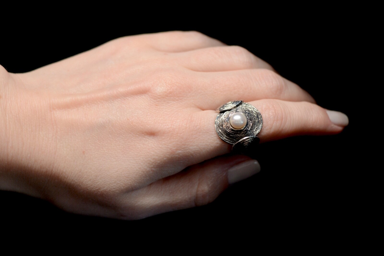 Israel Designer Hagit Gorali 925 Silver ring with Pearl | eBay