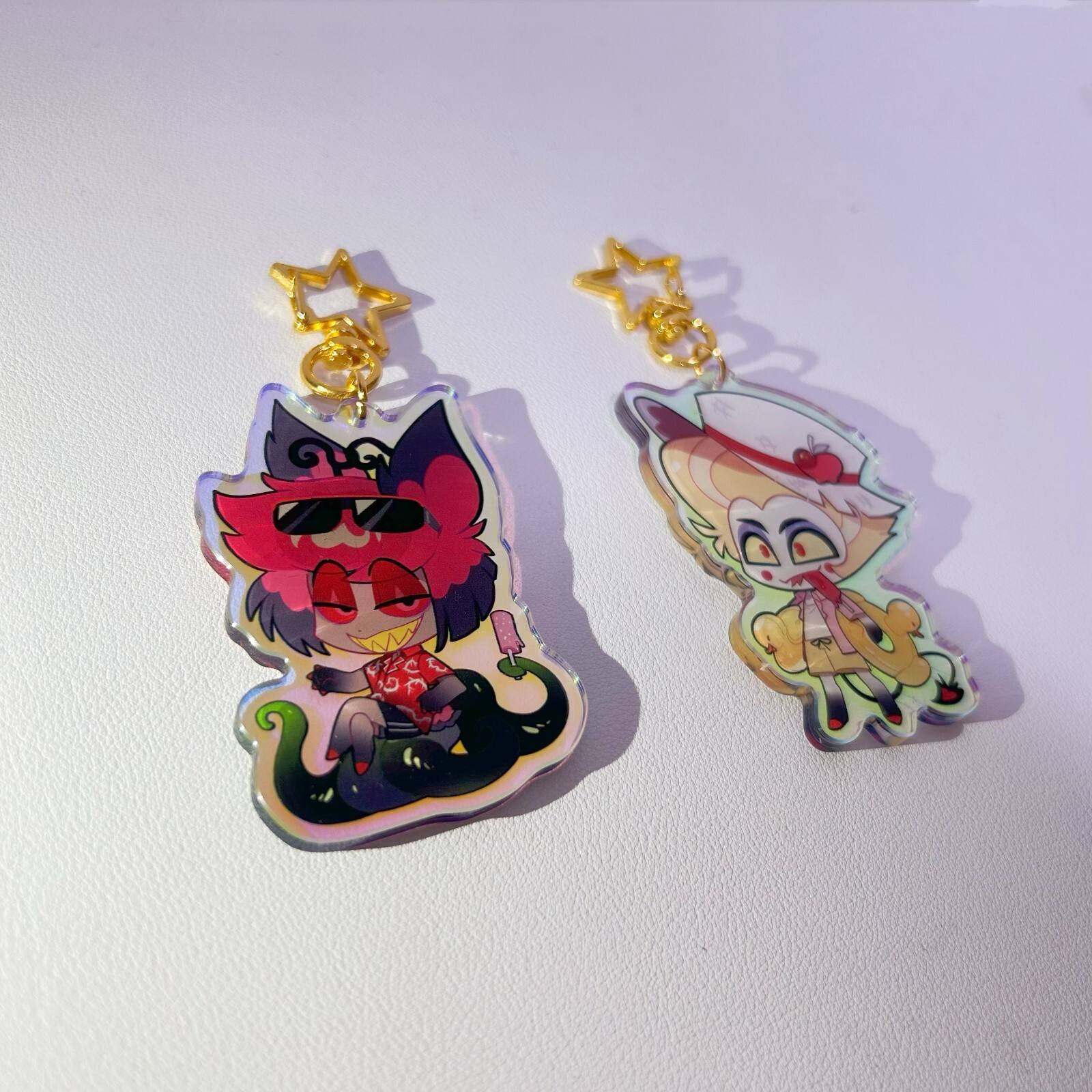 Hazbin Hotel ️Summer Day～Lucifer Alastor Acrylic Keychain Keycharms ...
