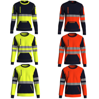 Hi Viz Vis High Visibility Crew Neck Sweatshirt Work Safety Fleece ...