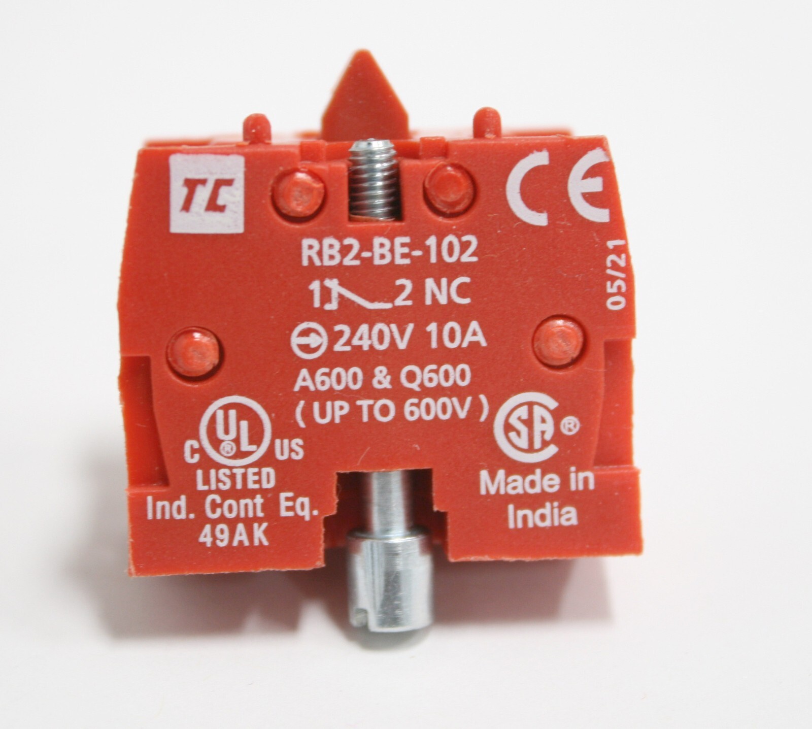 RB2-BE-102 10A 240V 22.5mm NC Normally Closed Rass Contact Block ...