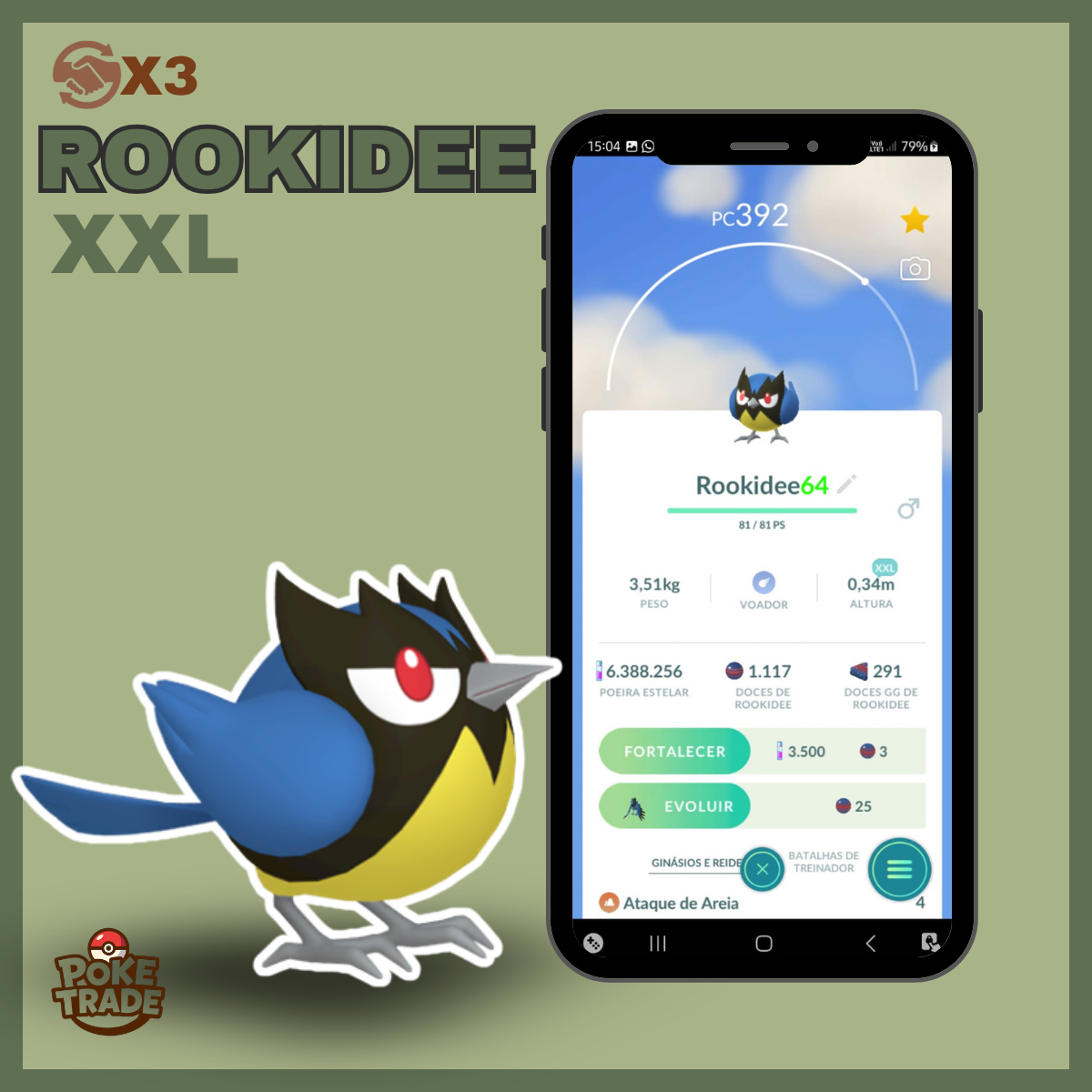 TRADE X3 Rookidee XXL - Go Pokemon - Rare Pokemon Best For Showcase | eBay