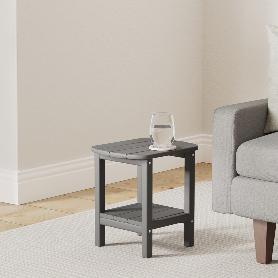 Adirondack Outdoor Side Table, 16.5” HDPE Small Patio Table with ...