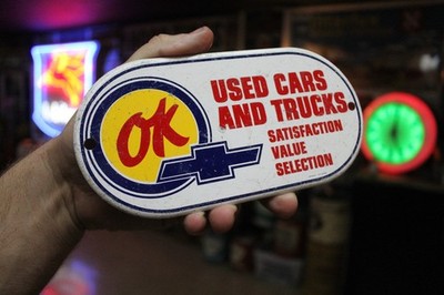 RARE 1950s CHEVROLET OK USED CARS AND TRUCKED PAINTED STAMPED METAL ...
