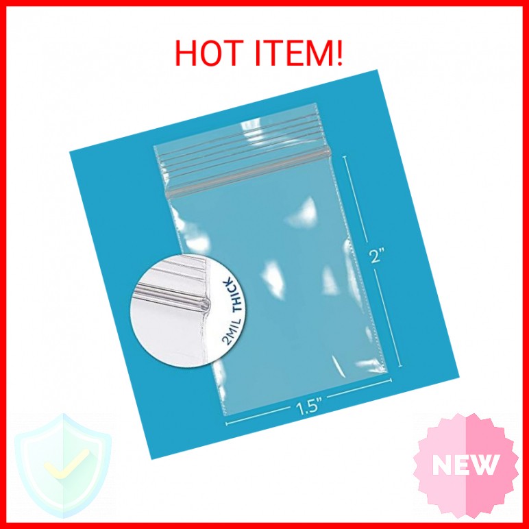 1000 Count - 1.5" x 2" Small Zip Bags, Mini Reclosable Zipper Baggies ...