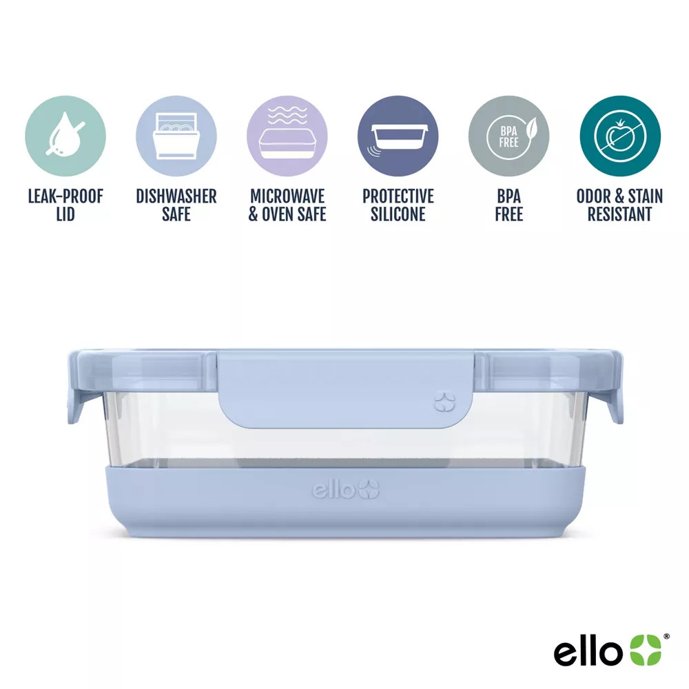 Ello 10pc Glass Meal Prep Food Storage Container Set Blue | eBay