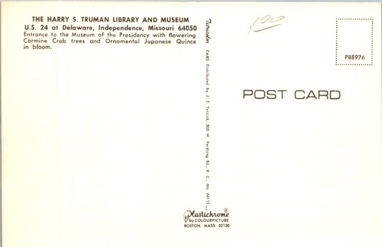 Harry S Truman Library Museum Postcard Independence MO 1950s ...