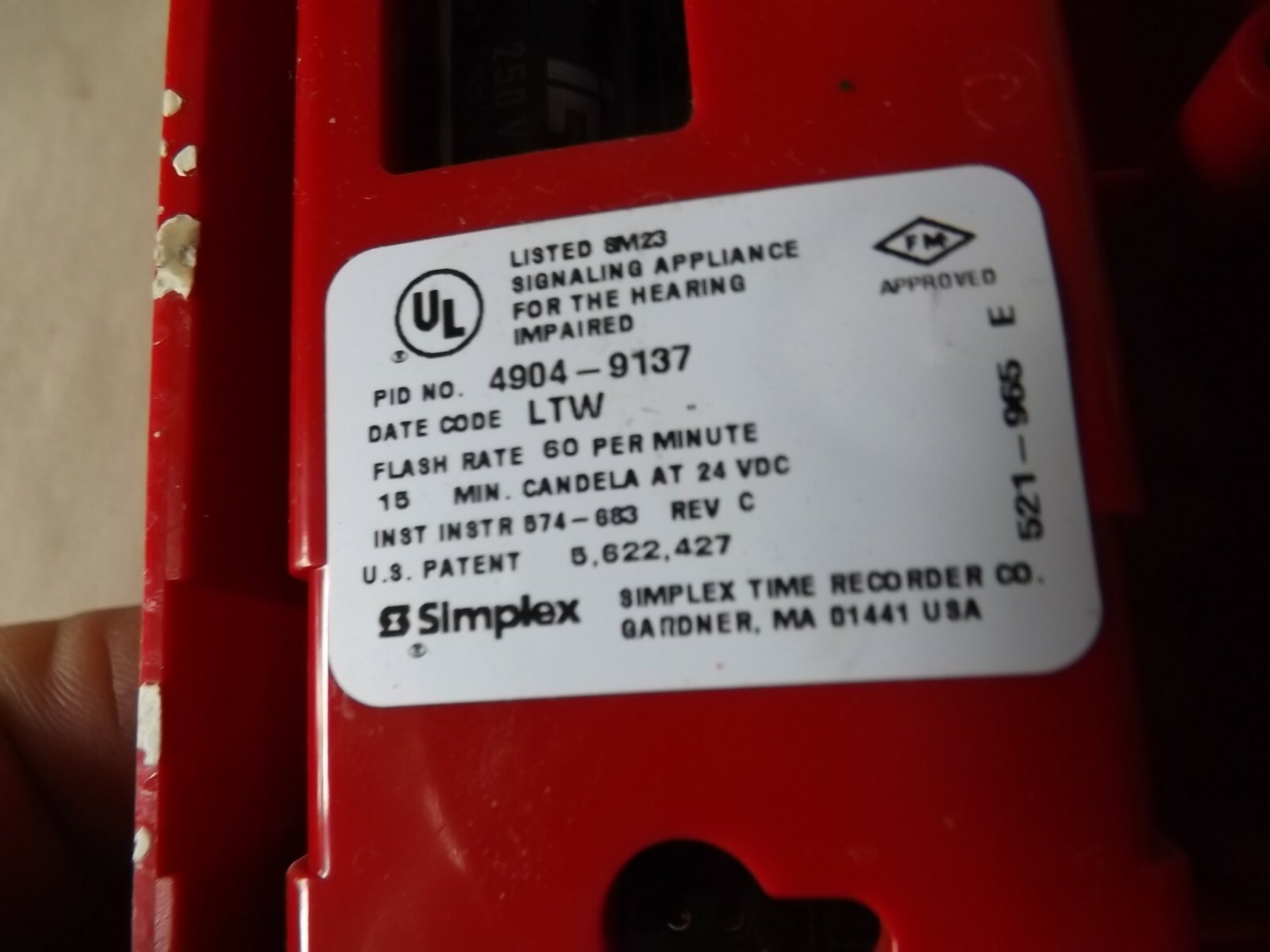 Simplex 4904-9137 Wall Mount Fire Protection Strobe Light | eBay