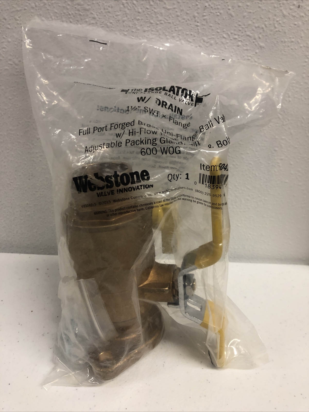 Webstone BRASS Isolator Valve 1-1/2" SWT x Flange w/ Drain 600 PSI H ...