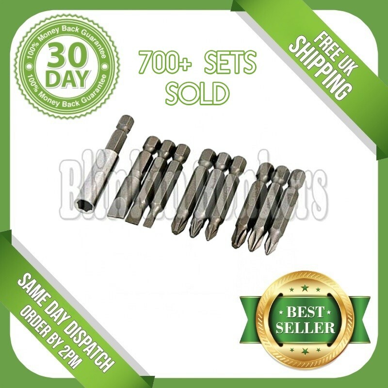 10 SCREWDRIVER DRILL BIT CORDLESS POWER PHILIPS SLOTTED POZI SET ...