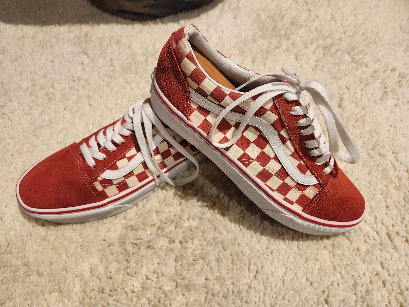 VANS Checkerboard Red White Racing Flag Suede Shoes M… - Gem