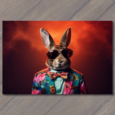 FLATCARD Stylish Bunny Rabbit in Hawaiian Shirt and Sunglasses | eBay