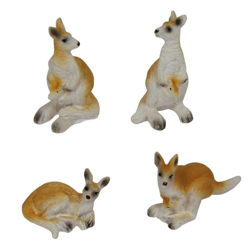 Miniature Kangaroo Figurines Australian Wildlife Animal Decor Resin Set ...