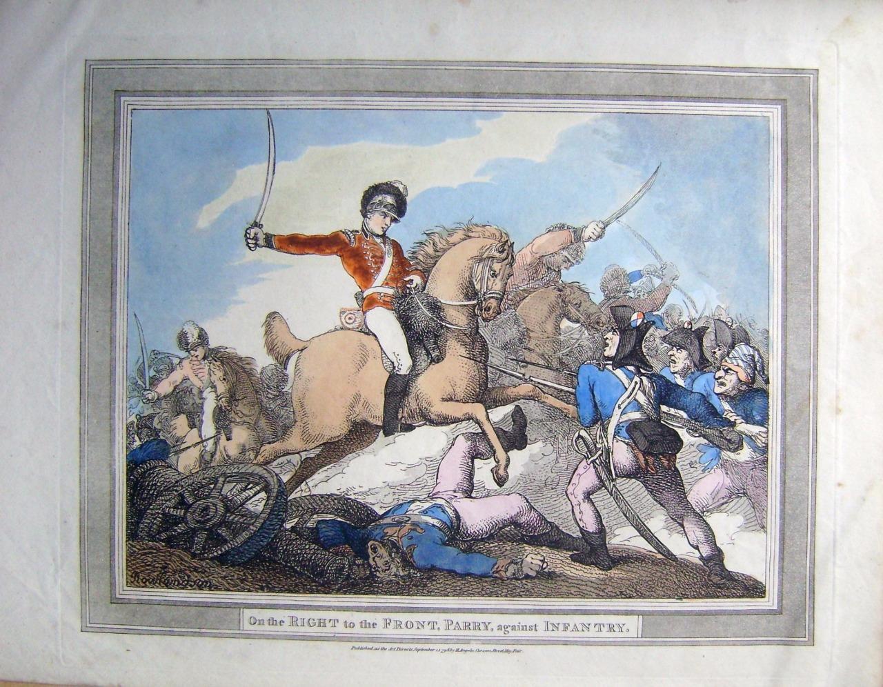 ETCHINGS NAPOLEONIC CAVALRY SWORD DRILLS ROWLANDSON FRONT, PARRY ...