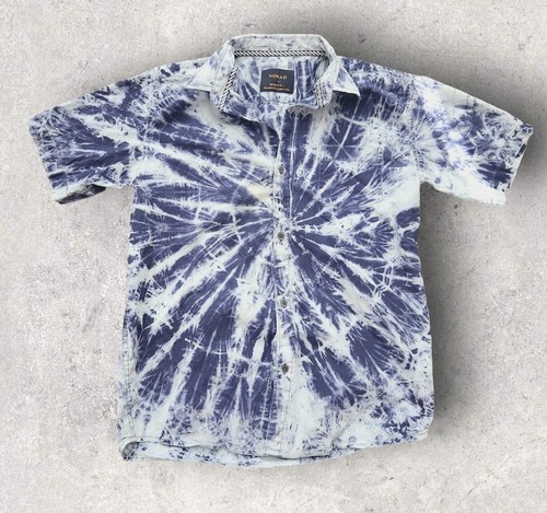 Nomad boys youth Blue Tye Dye button up short sleeve shirt w/ pocket ...