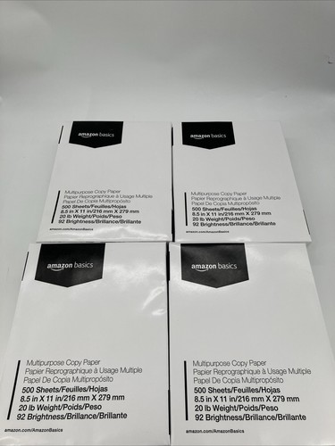 Amazon Basics Multipurpose Copy Printer Paper, 8.5" x 11", 20 lb, 4 ...