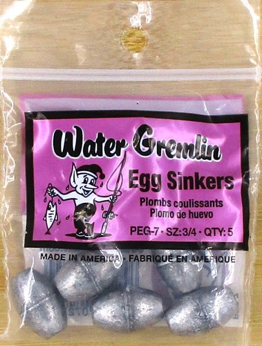 (6) Packs Water Gremlin 3/4 Oz Egg Sinkers Size 3/4 Wholesale Lot Brand ...