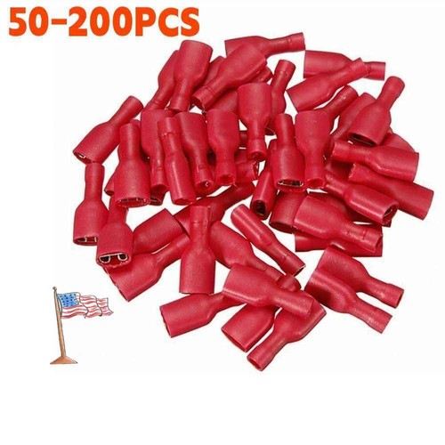 50-200PCS Electrical Wire Crimp Connector Female Fully Insulated Spade ...