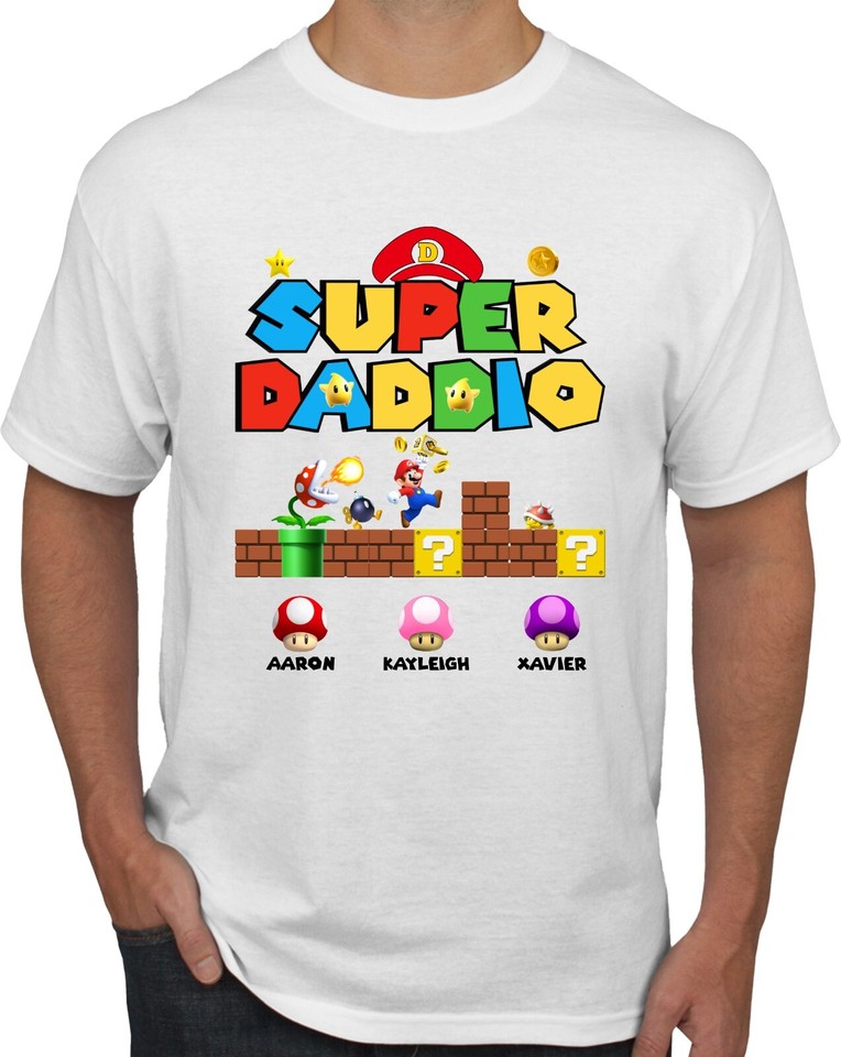 Super Daddio Shirt, Happy Fathers Day Shirt, Custom Super Dad Mario ...