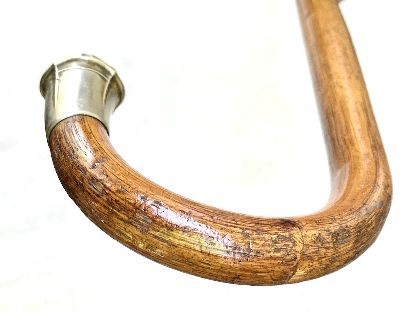 Vintage Antique Stepped Bamboo Alpaca Silver Crook Ha… - Gem