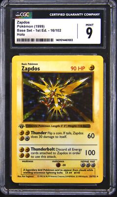 1999 POKEMON BASE SET 1ST EDITION ZAPDOS CGC 9 | eBay