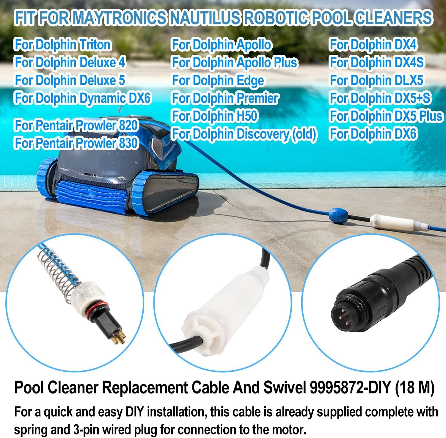 9995872 cable swivel assembly For Maytronics Dolphin Triton, DX4, DX4S ...