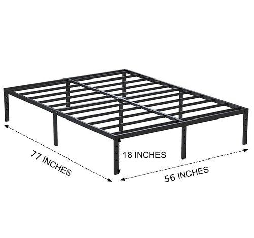 18 Inch Metal Platform Bed Frame Full King Queen Size Sturdy Steel Slat ...