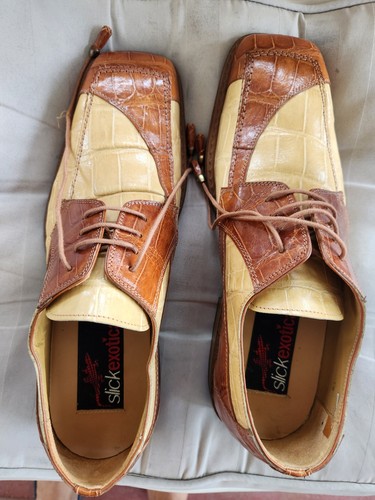 Men's Genuine Alligator Shoes-Bone/Caramel-Size 12 Used | eBay