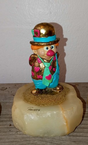 Ron Lee Vintage Clown Statuette Alabaster Base. 24K Gold Accents ...