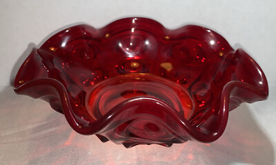 Vintage Ruby Viking Glass "Bullseye Yesteryear" Candy Dish Bowl | eBay