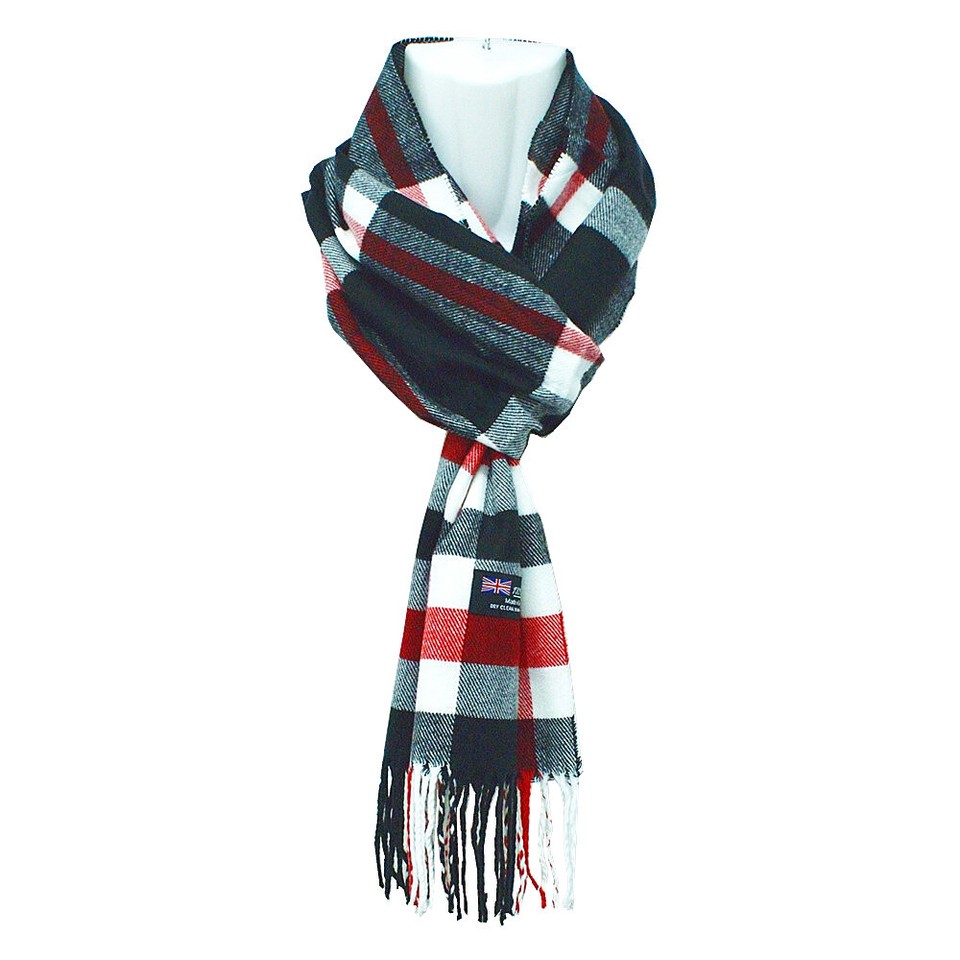 Mens Womens Wool Check Scarf Scotland Made Warm Plaid Wool 100% ...