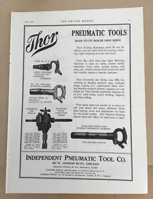 Thor Pneumatic tools 1923 vintage print ad 1920s art retro illus ...