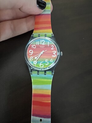 Vintage 2003 Swatch GS124 Color the Sky Rainbow Stripe Watch With New ...