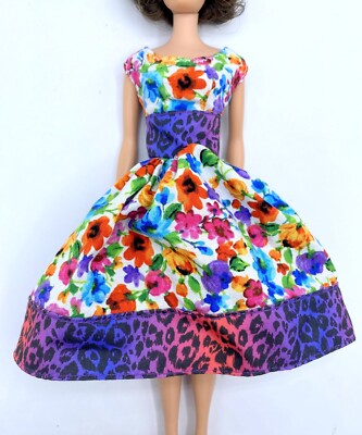 A96 DRESS BARBIE HANDMADE OOAK VINTAGE SILKSTONE PURPLE YELLOW CHEETAH ...