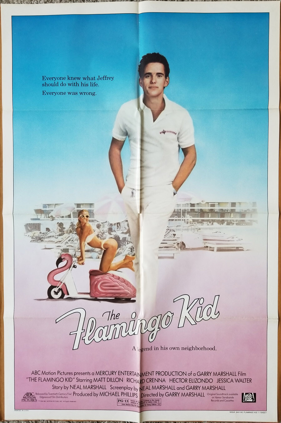 THE FLAMINGO KID MOVIE POSTER 1 Sheet ORIGINAL FOLDED 27x41 MATT DILLON ...