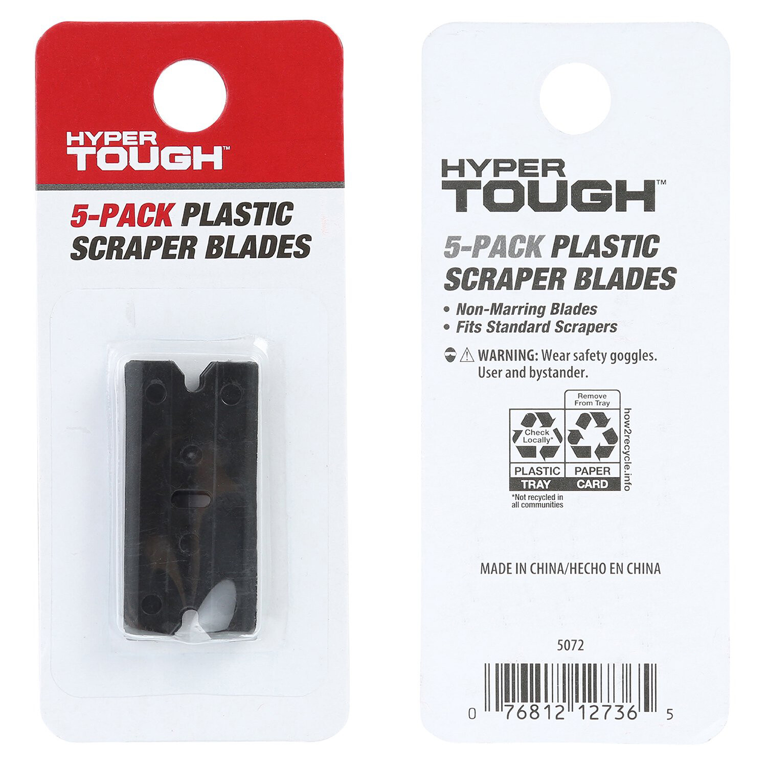 Hyper Tough 5-PK PLASTIC SCRAPER BLADES Fits Standard Razor Scrapers ...