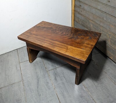 Antique Rustic Primitive Farmhouse Solid Wood Small Footstool Garden ...