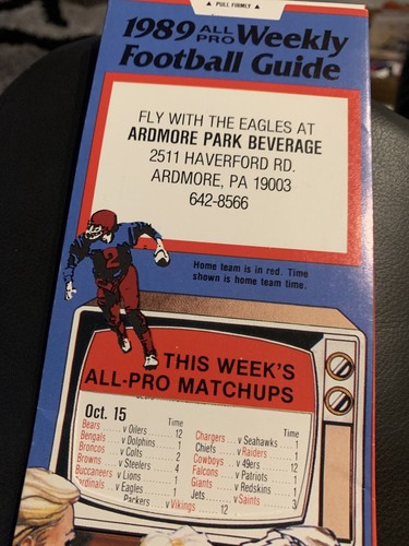 1989 NFL Weekly Schedule | eBay