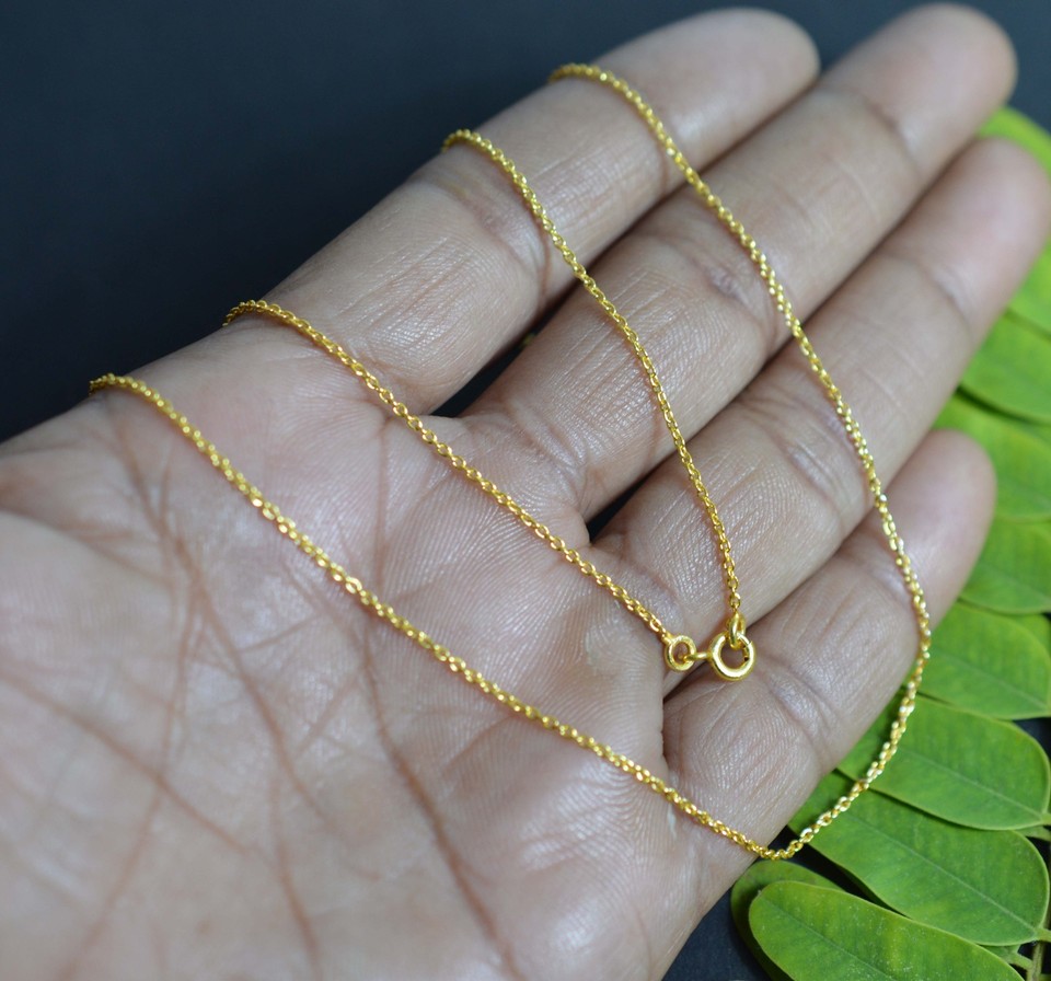 WHOLESALE 925 SOLID STERLING 24CT GOLD OVERLAY 5PC PLAIN CHAIN LOT-16 ...