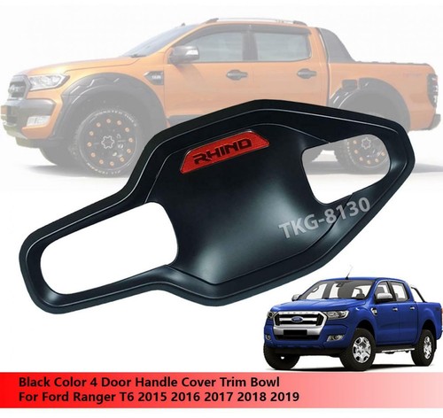 BLACK DOOR HANDLE BOWL INSERT COVER FITT FOR FORD RANGER T6 PICKUP 2012 ...