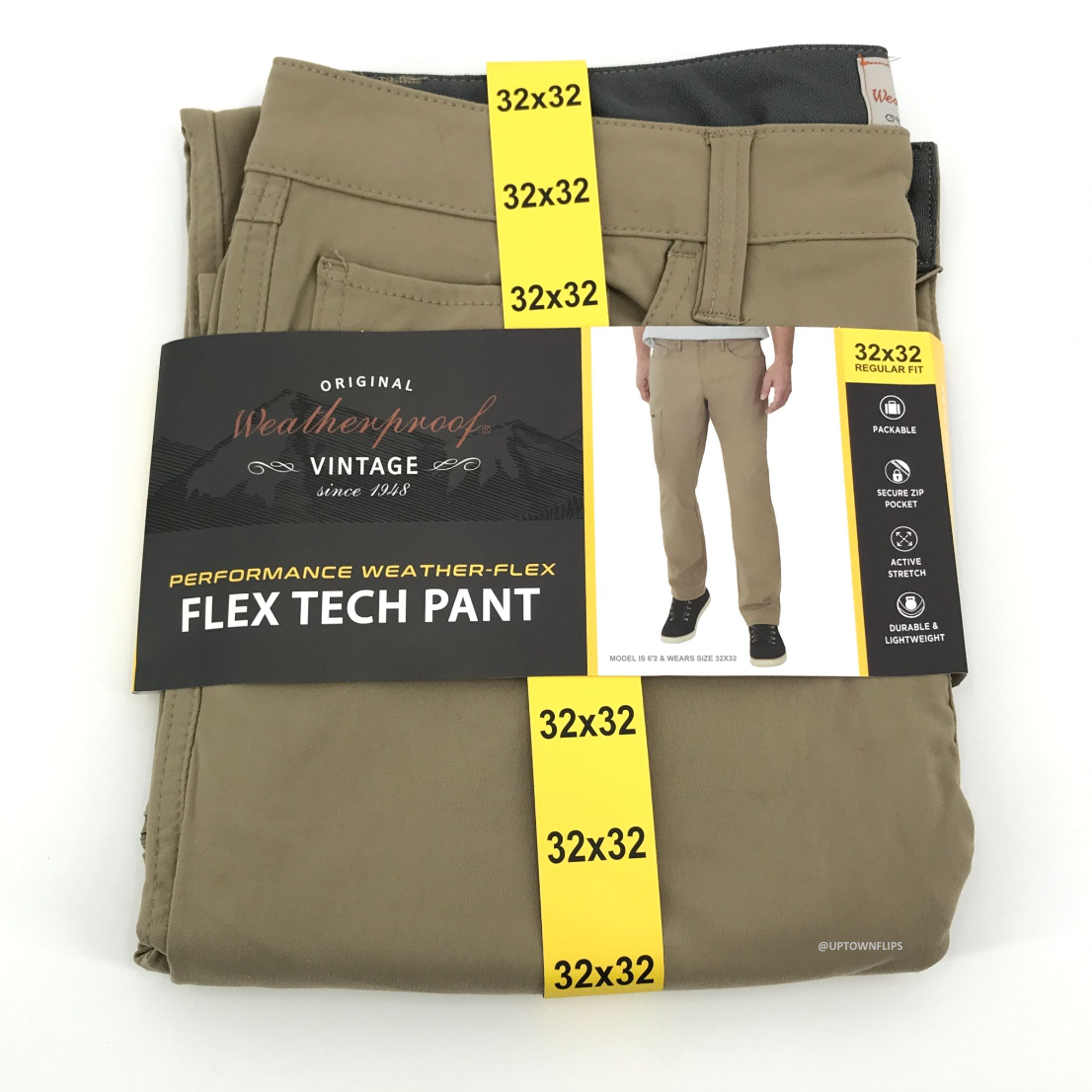 Weatherproof Vintage Mens Pants 32x32 Brown Khaki Regular Fit Flex Tech Packable | eBay