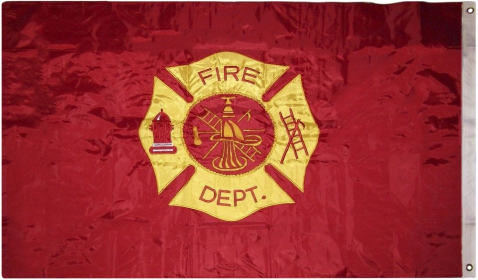 3x5 Embroidered Fire Department Fire Fighter Double Sided Nylon Flag ...