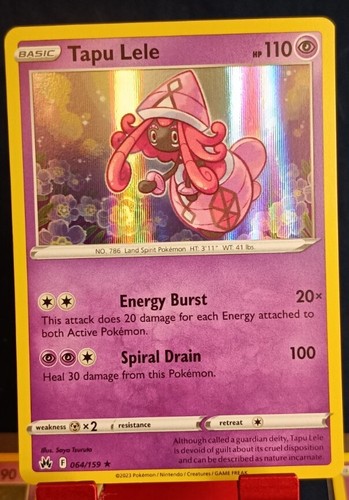 Psychic Type Pokemon Bundle - Tapu Lele Crown Zenith Holo + 3 Reverse ...
