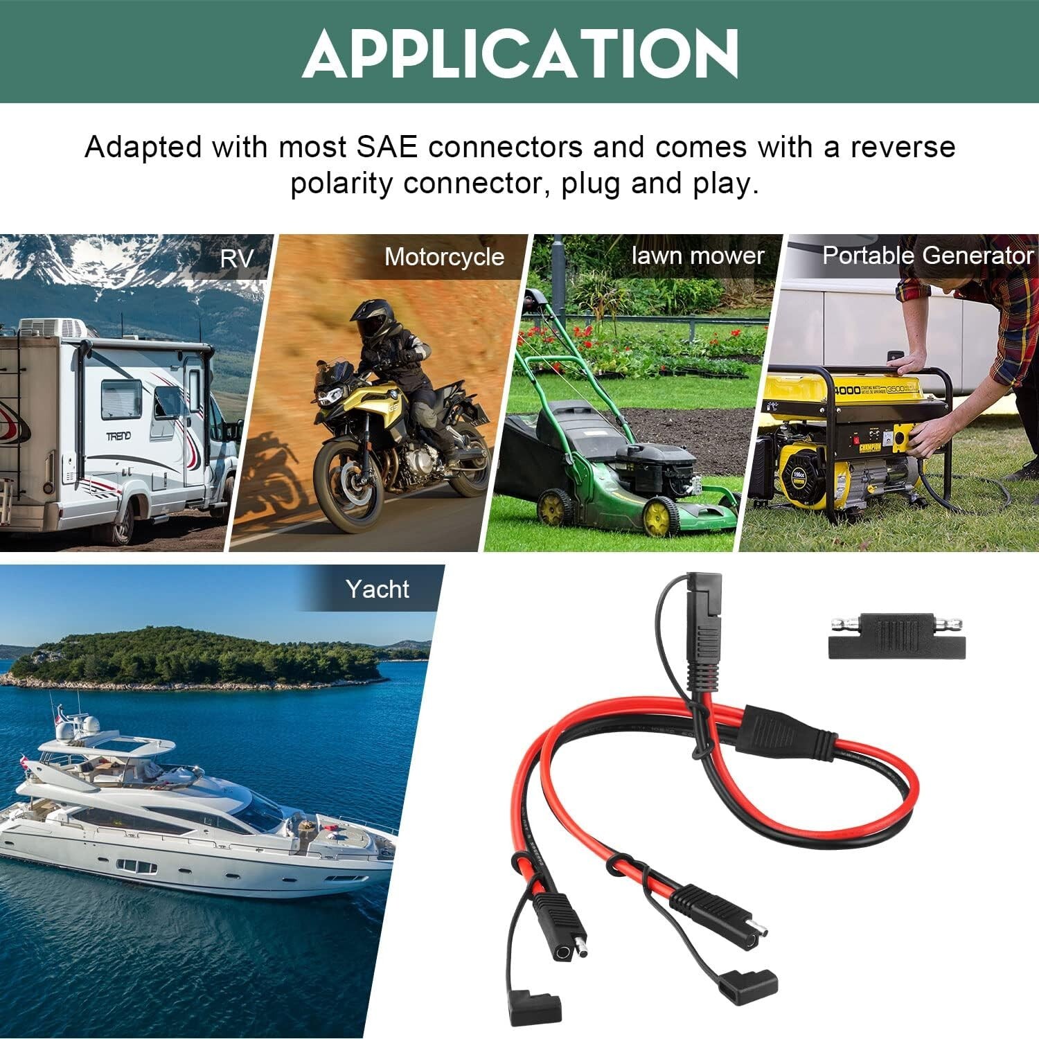 Sae Connector Splitter 10awg Y Splitter Sae 1 To 2 Extension Cable ...