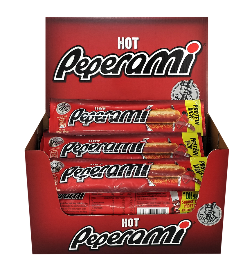Peperami - Original, Hot, Firestick Boxes 12/24 sticks x 22.5g Protein ...
